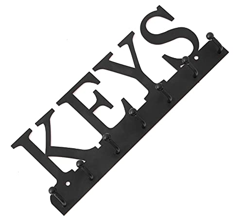 Key Holder Wall Mounted Key Hooks for Wall Decorative with 7 Hooks Black Metal Key Organizer Rack Hanger for Entryway, Front Door, Hallway, Office 10X3.7 inches