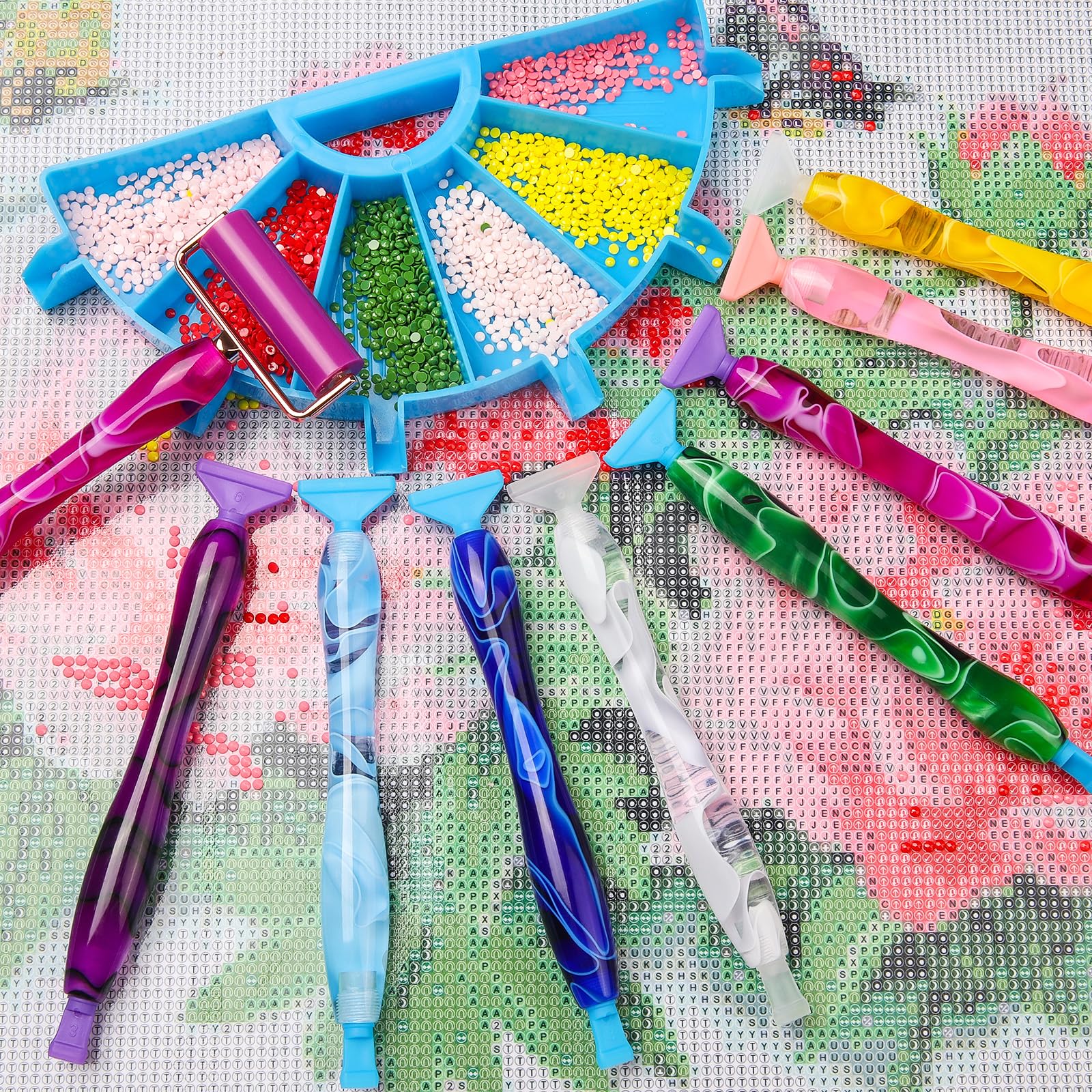 Updated Diamond Painting Pen, 13Pcs Diamond Art Pens with Screw Thread Tips, Diamond Painting Pens Tool Accessories Kit Drill Pen for Diamond Painting Art Nail Art Cross Stitch (Balck&Purple)