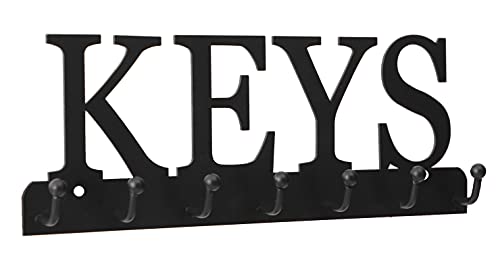 Key Holder Wall Mounted Key Hooks for Wall Decorative with 7 Hooks Black Metal Key Organizer Rack Hanger for Entryway, Front Door, Hallway, Office 10X3.7 inches