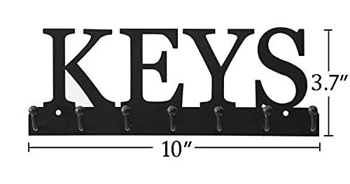 Key Holder Wall Mounted Key Hooks for Wall Decorative with 7 Hooks Black Metal Key Organizer Rack Hanger for Entryway, Front Door, Hallway, Office 10X3.7 inches