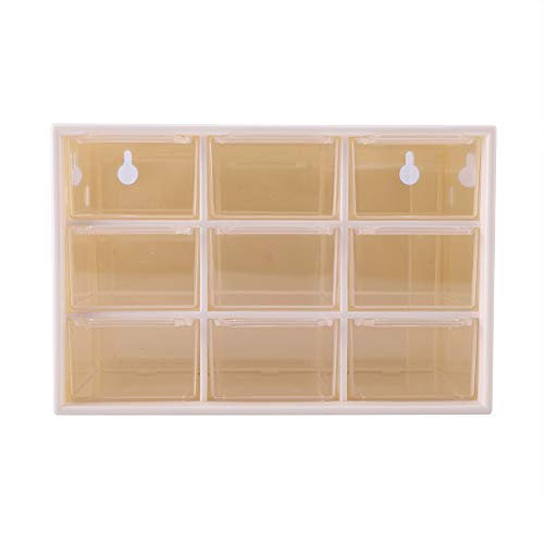 TOPINCN Drawer Storage Cabinet Plastic Jewelry Cosmetic Storage Box Portable 9 Lattice Mini Cabinets Drawer(White)