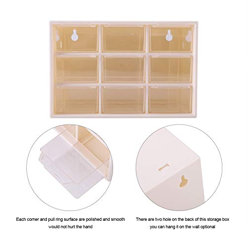 TOPINCN Drawer Storage Cabinet Plastic Jewelry Cosmetic Storage Box Portable 9 Lattice Mini Cabinets Drawer(White)