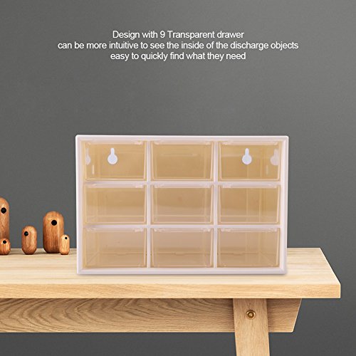 TOPINCN Drawer Storage Cabinet Plastic Jewelry Cosmetic Storage Box Portable 9 Lattice Mini Cabinets Drawer(White)