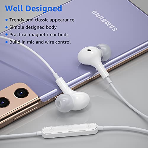 USB C Headphones for Samsung S23 S22 Ultra,Magnetic HiFi Stereo USB Type C Earphones Wired Earbuds with Mic Noise Isolation for iPad Pro iPad Air 5 4 Mini 6 Galaxy S21 S20 Flip Pixel 7 6 6a OnePlus 10