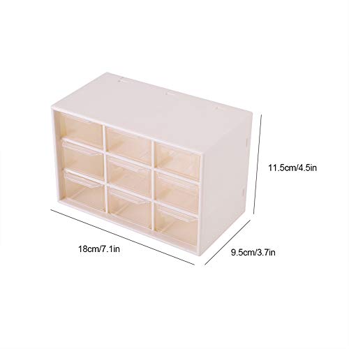 TOPINCN Drawer Storage Cabinet Plastic Jewelry Cosmetic Storage Box Portable 9 Lattice Mini Cabinets Drawer(White)