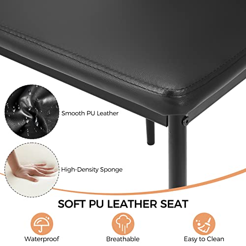 ERGOMASTER Dining Chairs Set of 4 Black PVC Dining Room Chairs Modern Soft Leather Padded Living Room Side Chairs with Sturdy Metal Legs & Non-Slip Feet Pads