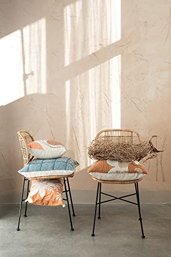 Creative Co-Op Cotton Lumbar French Knots & Embroidered Flowers Pillow, Coral & White