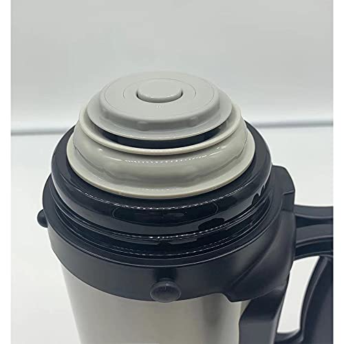 Thermos with Handle Hidden Strap Stanley Classic Silver Vacuum Insulated Wide Mouth Bottle-1.2L Capacity