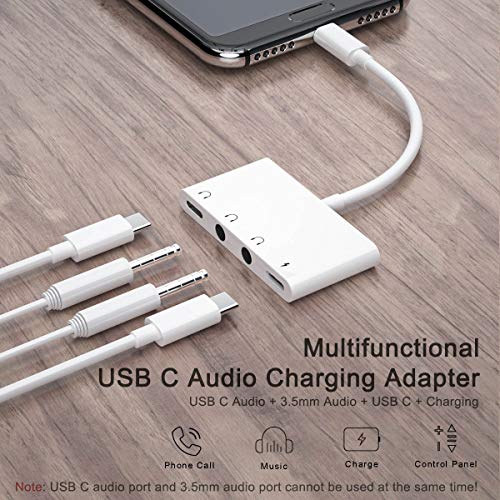 USB C to 3.5mm Headphone Audio Splitter, iPad Pro Aux Headphone Jack Splitter with PD 3.0 Fast Charging, TypeC to Dual Headphone Adapter Splitter for iPad Pro, Samsung Galaxy, Pixel