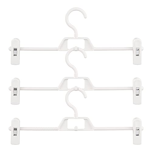 SENTOP 10Pcs Pants Hangers, Durable Plastic Skirt Hangers with Adjustable Clips, Space Saving Clothes Slack Hangers for Pants Skirts Trousers Shirt (13.8 Inches)