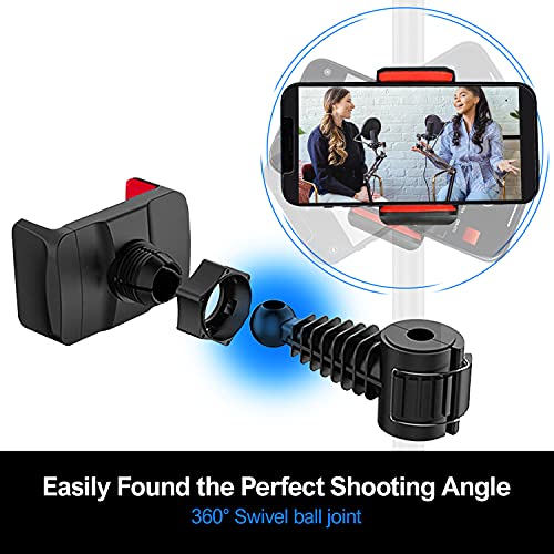 LimoStudio [1-Pack] 360° Rotatable Phone Holder Ring Light Attachment, Stand, Compatible with Smartphones, for Tripods, Makeup, Video Conferencing, Gaming Live Stream, Photography, AGG3226