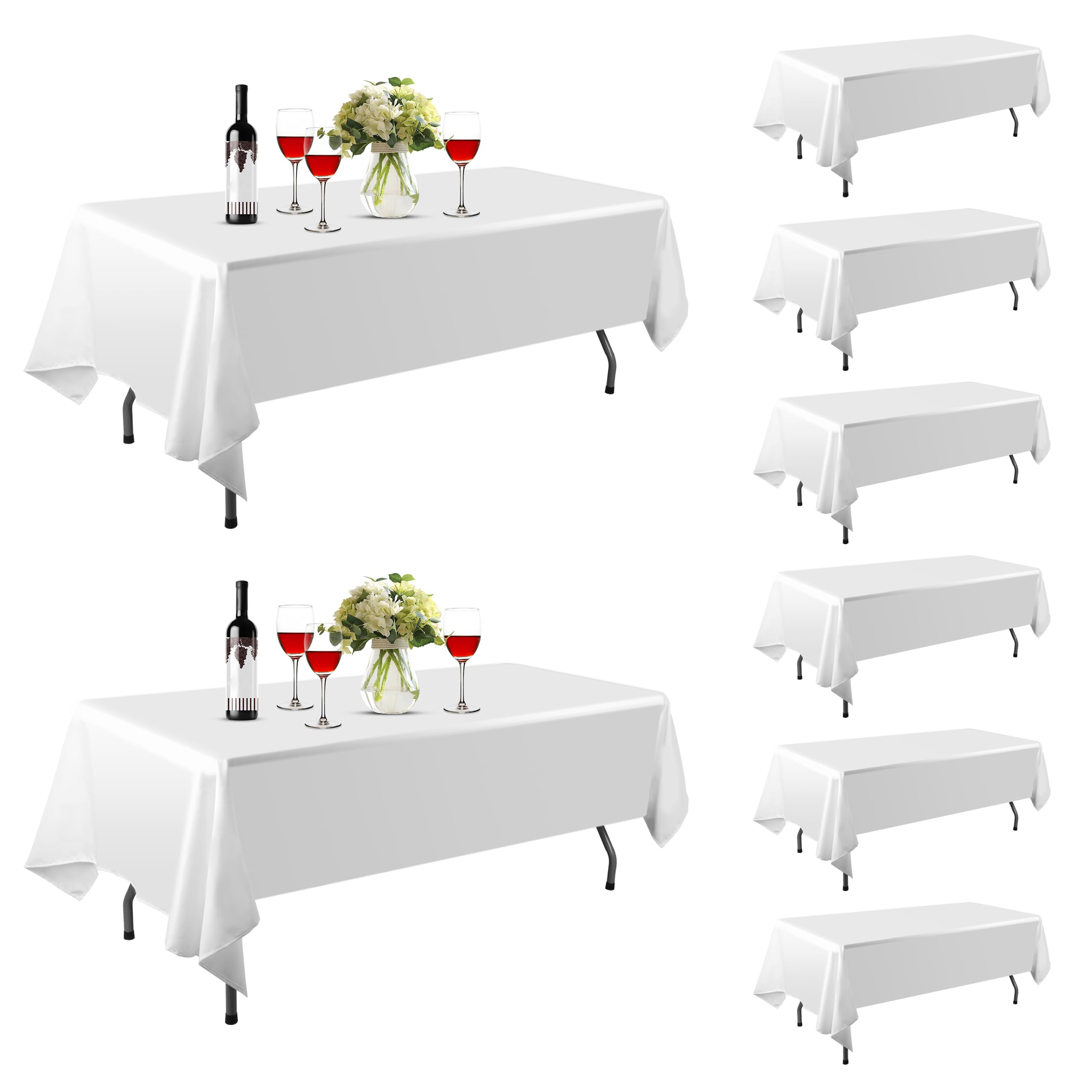 White Table Cloth Rectangle Table, 6 Pack Tablecloths for Rectangle Tables, 100% Polyester Rectangular Tablecloth White Table Cover Table Linens for Party, Wedding, Banquet Decoration- 60 x 102 Inch