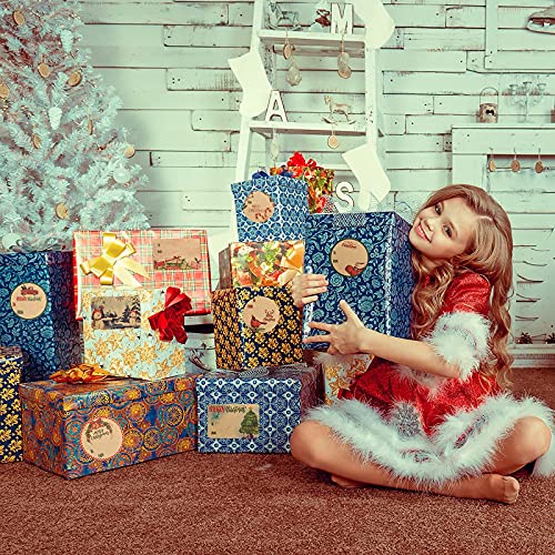 Giiffu 144 Xmas Adhesive Labels Natural Kraft Simple Christmas Self Adhesive Name Gift Tags Holiday Present Stickers