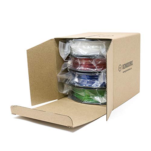 Gizmo Dorks 3D Printer Filament 3mm (2.85mm) 200g, 4 Color Sample Pack - Flexible Red, Polycarbonate Blue, Nylon Clear, PETG Green
