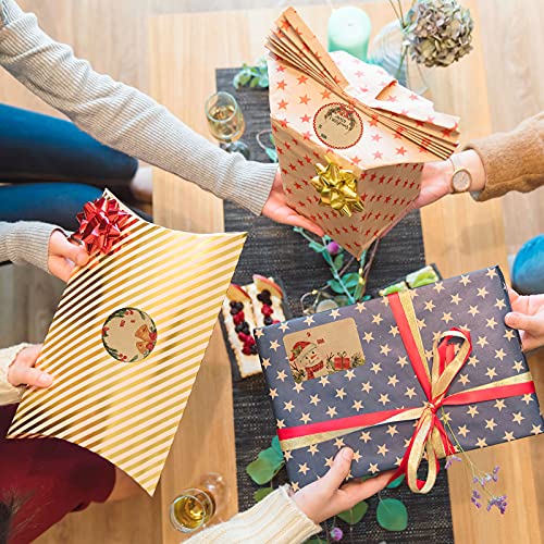 Giiffu 144 Xmas Adhesive Labels Natural Kraft Simple Christmas Self Adhesive Name Gift Tags Holiday Present Stickers