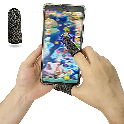 ABALDI Gaming Finger Sleeves for Mobile Game Controllers Highly Conductive 100% Silver Thread Durable 24-Needle Weave for Pubg Fortnine(Black 6 PCS)
