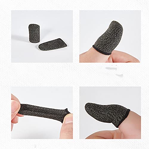 ABALDI Gaming Finger Sleeves for Mobile Game Controllers Highly Conductive 100% Silver Thread Durable 24-Needle Weave for Pubg Fortnine(Black 6 PCS)