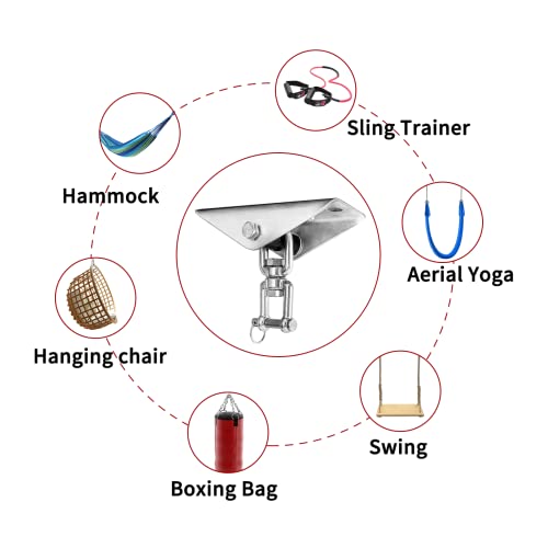 Heavy Bag Hanger, Punching Bag Hook Hangers Brackets With Custom silent nylon bushing 360° Rotation Wood Beam Holder Body Weight Strength Training Systems, Aerial Yoga Swing &Hammock,Resistance Band