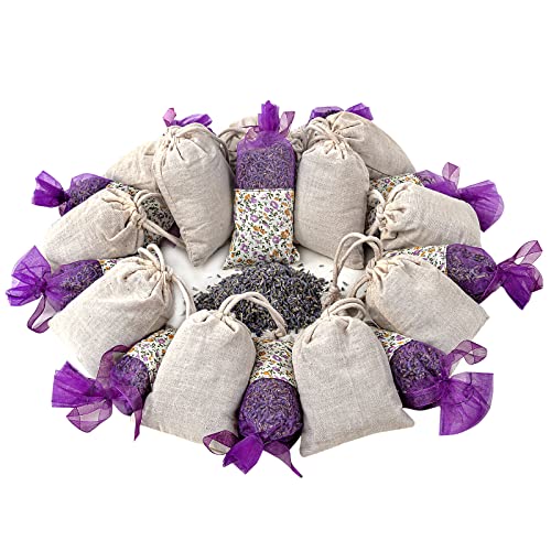 Lavender Sachet and Cedar Bags 22 Pcs - GOGOUP Natural Air Freshener Fragrance for Home Car Drawers Closets Clothes Storage 5A Dried Lavendar Flowers and Cedar Chips with Long-Lasting