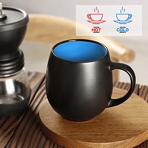 Vivimee 4 Pack Ceramic Coffee Mug Sets, 20 Ounce Large Coffee Mugs, Black Coffee Mug, Restaurant Coffee Cups for Coffee, Tea, Cappuccino, Cocoa, Cereal, Black outside and Colorful inside