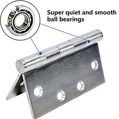 3-Pack Heavy Duty Commercial Door Hinge with Silent Steel Plain Bearing, 4.5 inch X 4.5 inch, Thickness 3 mm Stainless Steel，Super Bearing Capacity