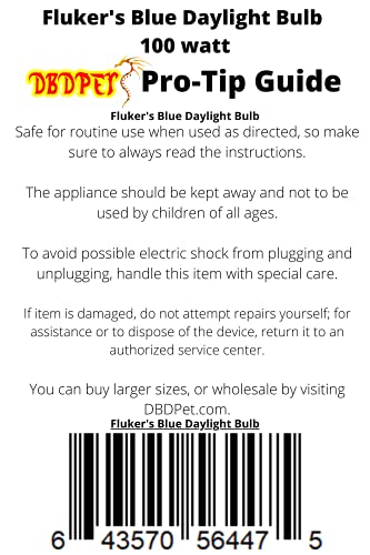 Fluker's Reptile Incandescent Daylight Bulb for Pet Habitat Blue 100W - Includes Attached DBDPet Pro-Tip Guide