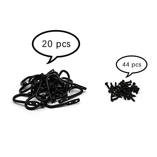 BERYLER Black Coat Hooks, 20-Pack 1”x2” Heavy Duty Single Wall Hooks with Metal Screws Included, Wall Mounted Hook for Hanging Clothes, Hats, Bags, Scarfs, Keys