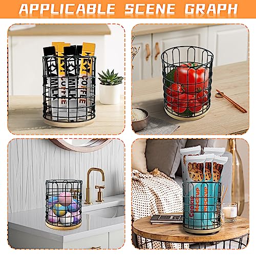 DeaLott Kitchen Utensil Holder for Countertop, 7.28'' Large Cooking Utensils Holder with Bamboo Base, Black Metal Wire Utensil Holder for Countertop, Kitchen Countertop Utensil Organizer