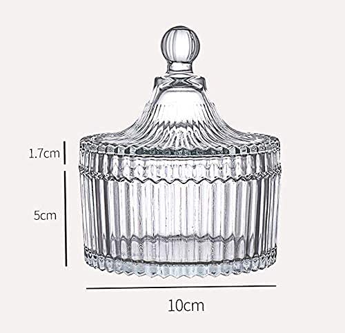 FTOF Glass Candy Storage Box Clear Sugar Dish With Lid Crystal Covered Candy Bowl Apothecary Food Buffet Container Holder, 250ml