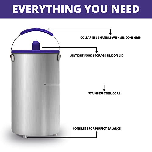 Ardent FX Accessories, Vessel - Airtight, Stainless Steel Food Storage Container - Perfect Storage Solution - Multi-Purpose Container - Food-Safe Jar, Rust-Resistant with Collapsible Silicone Handle