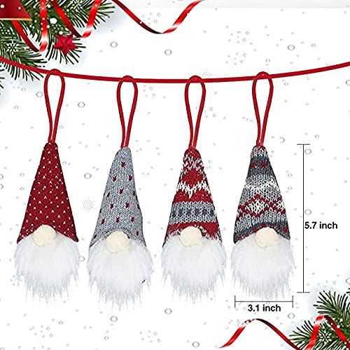 8 Pcs Christmas Tree Hanging Gnomes Ornaments，Christmas Gnomes Decor Ornaments Handmade Swedish Tomte Gnomes Plush Scandinavian Santa Elf Hanging Decorations for Home Christmas Holiday Decor