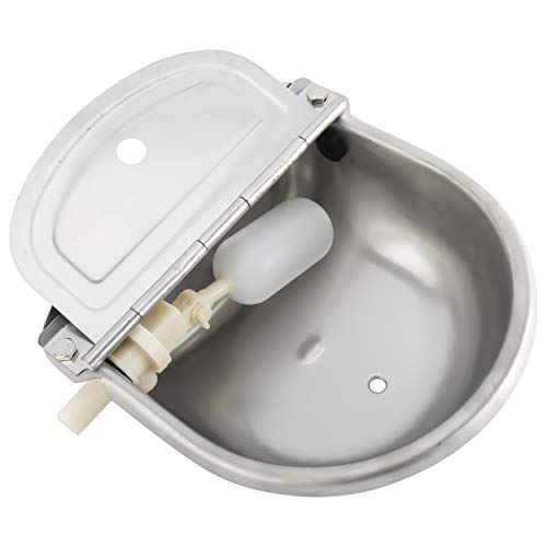 Artilife Automatic Waterers Stainless Steel Auto-Waterer Bowl Float Valve Water Bowl with Drain Hole and Plug for Horse Cattle Goat Sheep Dogs