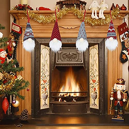 8 Pcs Christmas Tree Hanging Gnomes Ornaments，Christmas Gnomes Decor Ornaments Handmade Swedish Tomte Gnomes Plush Scandinavian Santa Elf Hanging Decorations for Home Christmas Holiday Decor