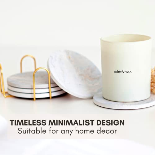 Coasters Set of 6 with Holder, Coffee Table Decor, Coasters for Drinks, Coasters Coffee Table, Coaster Set, Marble Coasters, Drink Coasters, Stone Coasters for Drinks Absorbentā¦