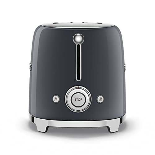 Smeg Retro Drip Coffee Machine and 2-Slice Toaster Bundle (Gray)
