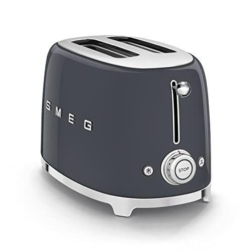 Smeg Retro Drip Coffee Machine and 2-Slice Toaster Bundle (Gray)