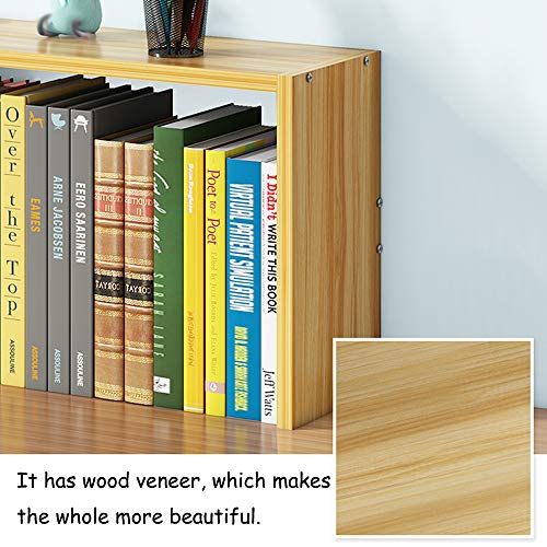 Catekro Desktop Bookshelf, Table Top Shelves, Desktop Shelves & Office Shelves, Desk Organzier, Storage Rack Adjustable Wood Display Simple Style Suitable for Study School(Black)