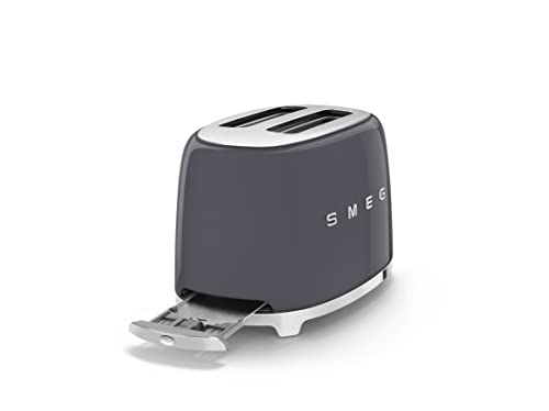 Smeg Retro Drip Coffee Machine and 2-Slice Toaster Bundle (Gray)