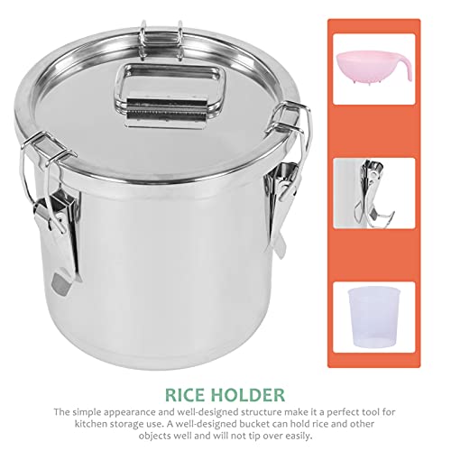 jojofuny Stainless Steel Rice Bucket Grain Storage Bin Rice Dispenser Container Bacon Grease Container Milk Bucket Can for Rice Dry Foods Flour