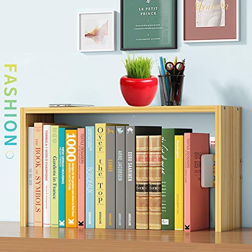 Catekro Desktop Bookshelf, Table Top Shelves, Desktop Shelves & Office Shelves, Desk Organzier, Storage Rack Adjustable Wood Display Simple Style Suitable for Study School(Black)
