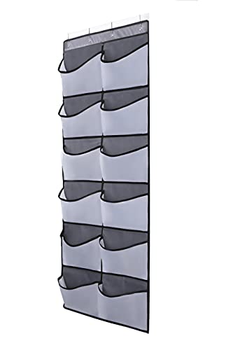 JULEVTOYR Over The Door Shoe Organizer, 12 Extra Large Mesh Breathable Pockets Hanging Shoe holder,Closet Organizers and Storage Hanging,Over The Door Shoe Boots Rack with 4 Hooks
