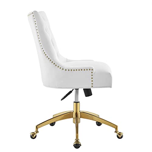 Modway Regent Tufted Performance Velvet Swivel Office Chair in Gold White