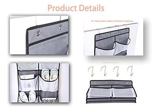 JULEVTOYR Over The Door Shoe Organizer, 12 Extra Large Mesh Breathable Pockets Hanging Shoe holder,Closet Organizers and Storage Hanging,Over The Door Shoe Boots Rack with 4 Hooks