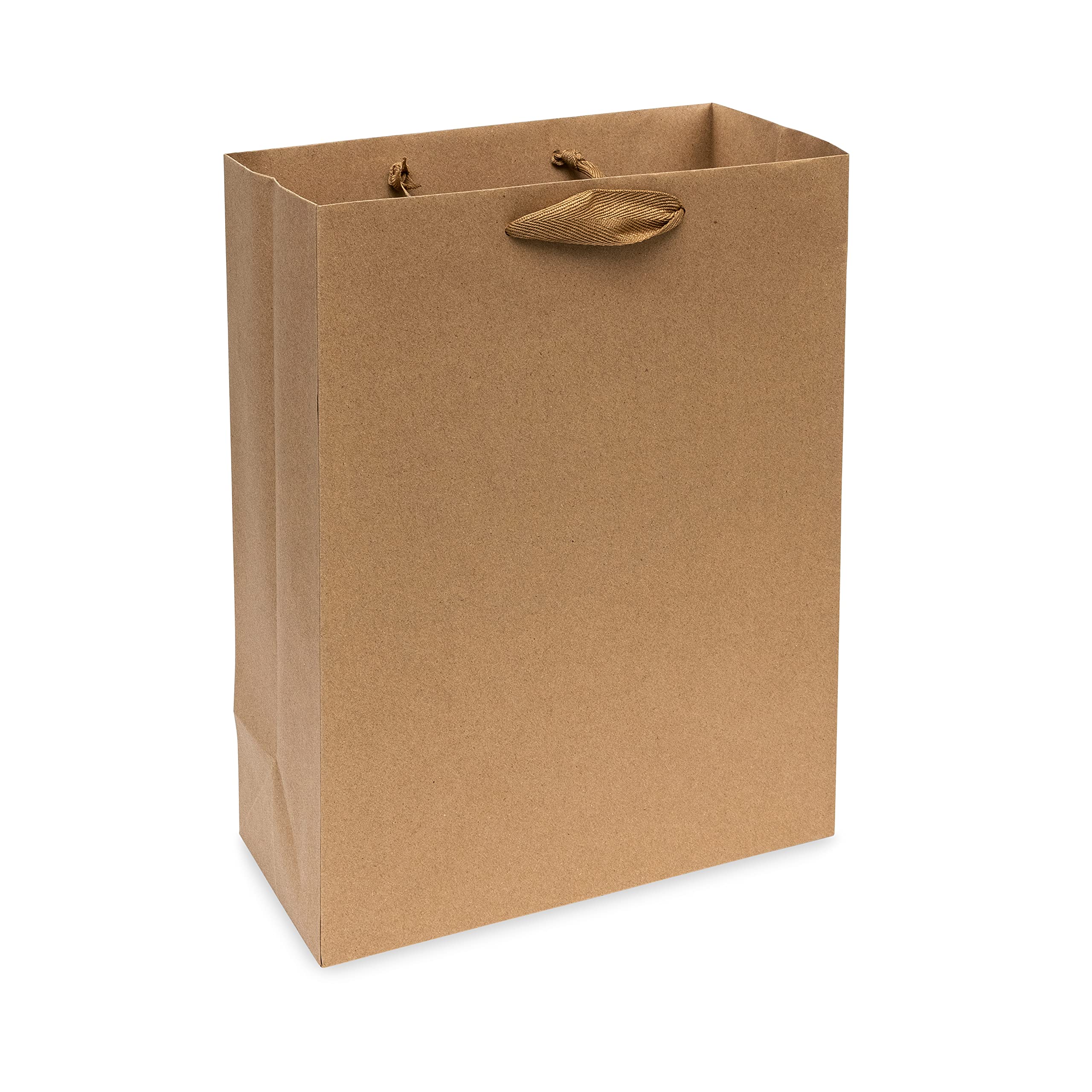 Prime Line Packaging Brown Gift Bags with Handles, Mini Kraft Shopping Tote for Small Business, Boutiques, Retail, Party Favors, Bulk, 6x3x9 50 Pack