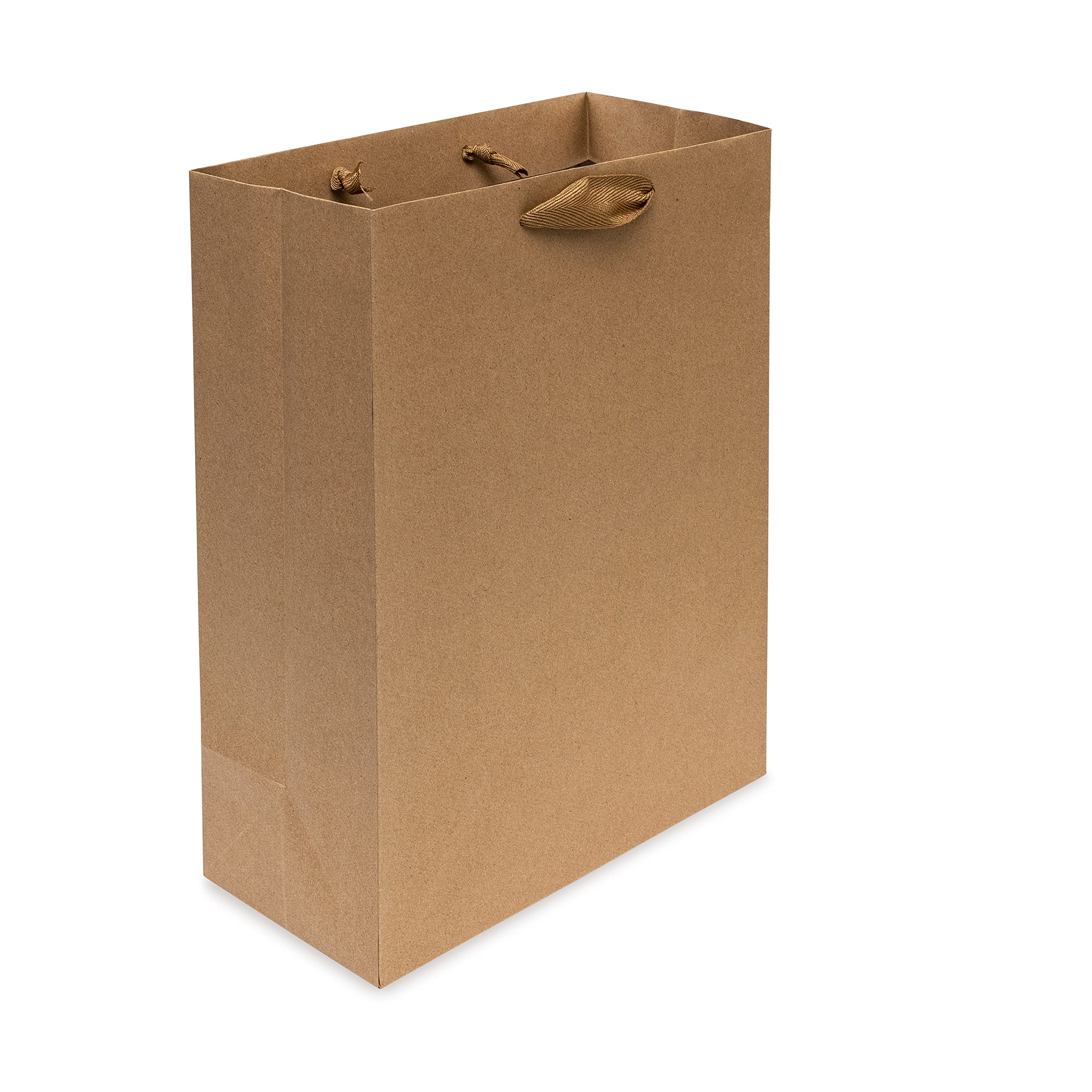Prime Line Packaging Brown Gift Bags with Handles, Mini Kraft Shopping Tote for Small Business, Boutiques, Retail, Party Favors, Bulk, 6x3x9 50 Pack