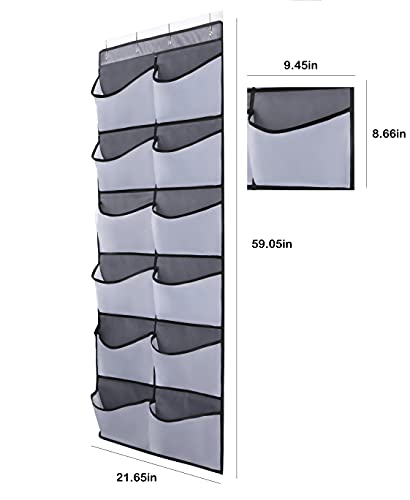 JULEVTOYR Over The Door Shoe Organizer, 12 Extra Large Mesh Breathable Pockets Hanging Shoe holder,Closet Organizers and Storage Hanging,Over The Door Shoe Boots Rack with 4 Hooks