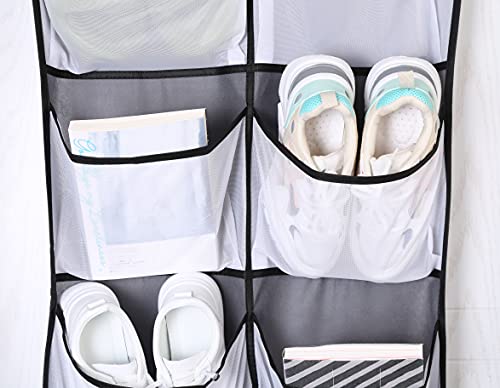 JULEVTOYR Over The Door Shoe Organizer, 12 Extra Large Mesh Breathable Pockets Hanging Shoe holder,Closet Organizers and Storage Hanging,Over The Door Shoe Boots Rack with 4 Hooks