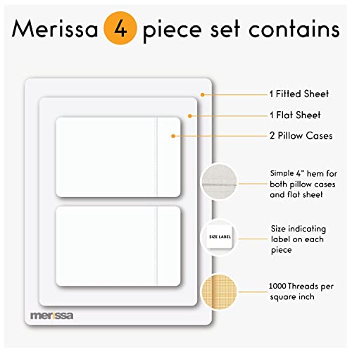 Merissa Luxury 100% Egyptian Cotton Sheets 1000 Thread Count 4 Piece Extra Deep Pocket Bed Sheet Set Sateen Stripe (White, King)