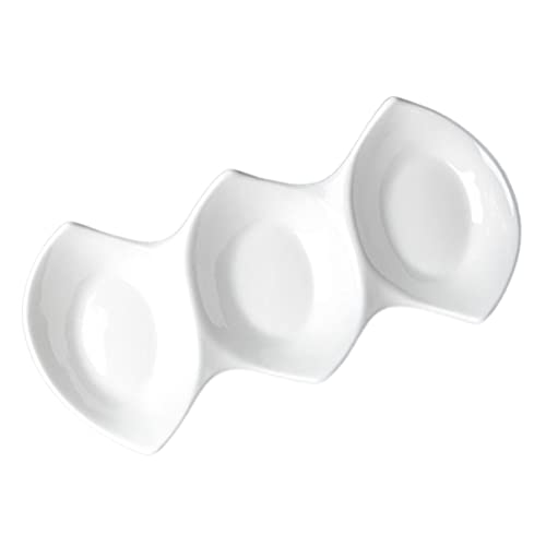 YARNOW 3 Compartment Plates 11 Inches Ceramic Serving Platter 3 Compartment Appetizer Serving Tray White Sauce Plate for Home Use Divided Serving Tray