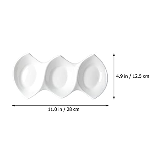 YARNOW 3 Compartment Plates 11 Inches Ceramic Serving Platter 3 Compartment Appetizer Serving Tray White Sauce Plate for Home Use Divided Serving Tray